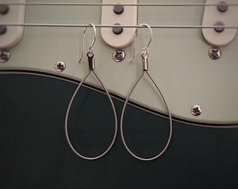 Wrapped Teardrop Guitar String Earrings | Etsy