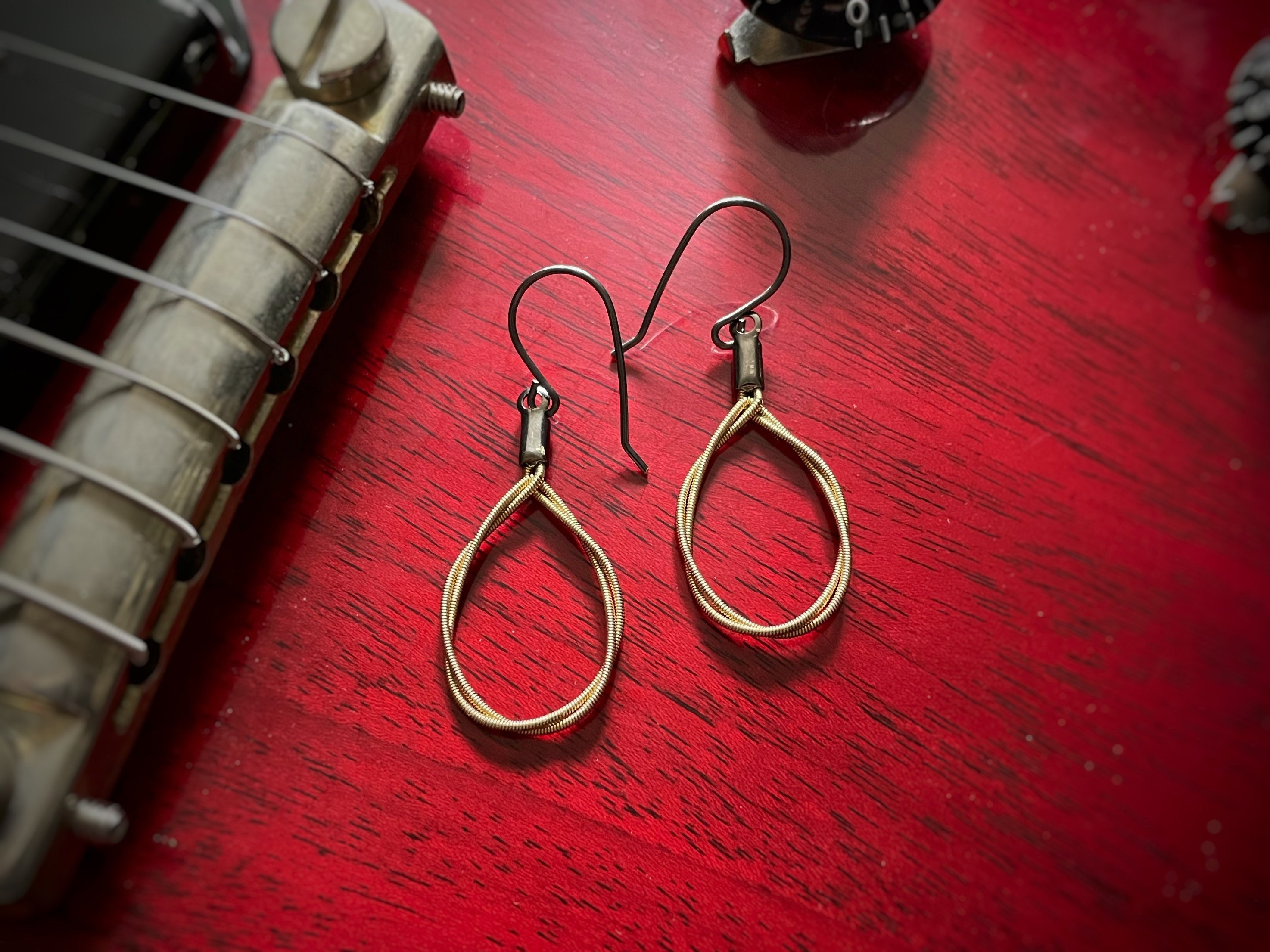 Wrapped Teardrop Guitar String Earrings - Etsy