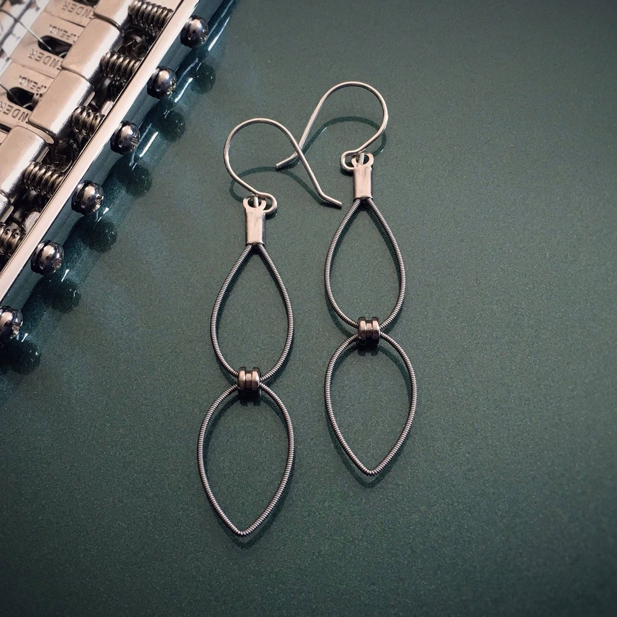 Mirror Drop Guitar String Earrings - Etsy