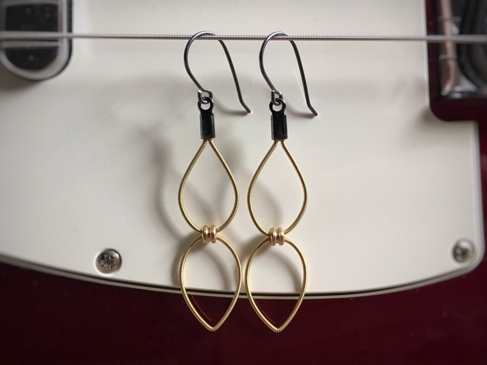 Mirror Drop Guitar String Earrings - Etsy