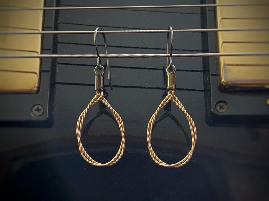 Wrapped Teardrop Guitar String Earrings - Etsy