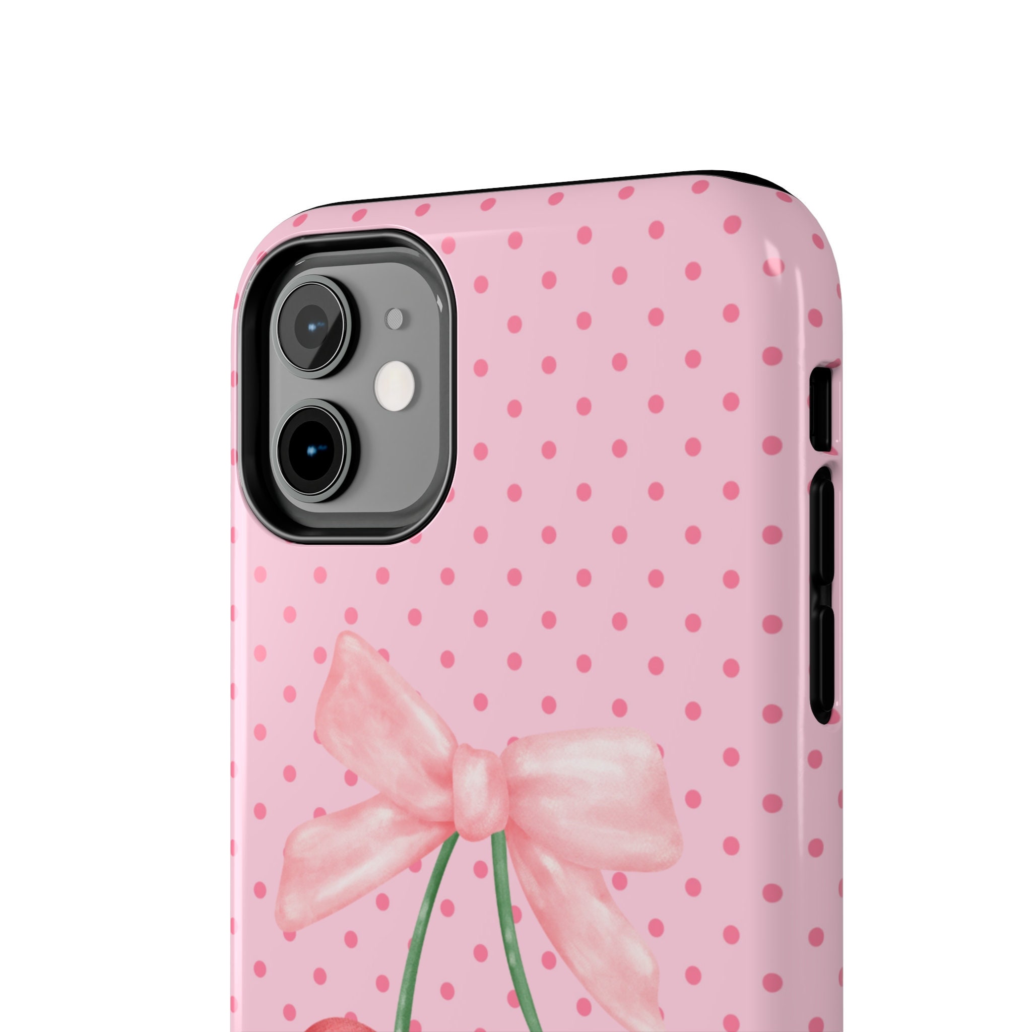 Coquette Aesthetic Cherries and Pink Bows iPhone Case, Tough Case for ...