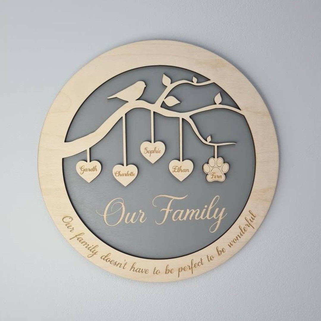 Personalised Family Birch Sign 3D Wooden Sign - Etsy