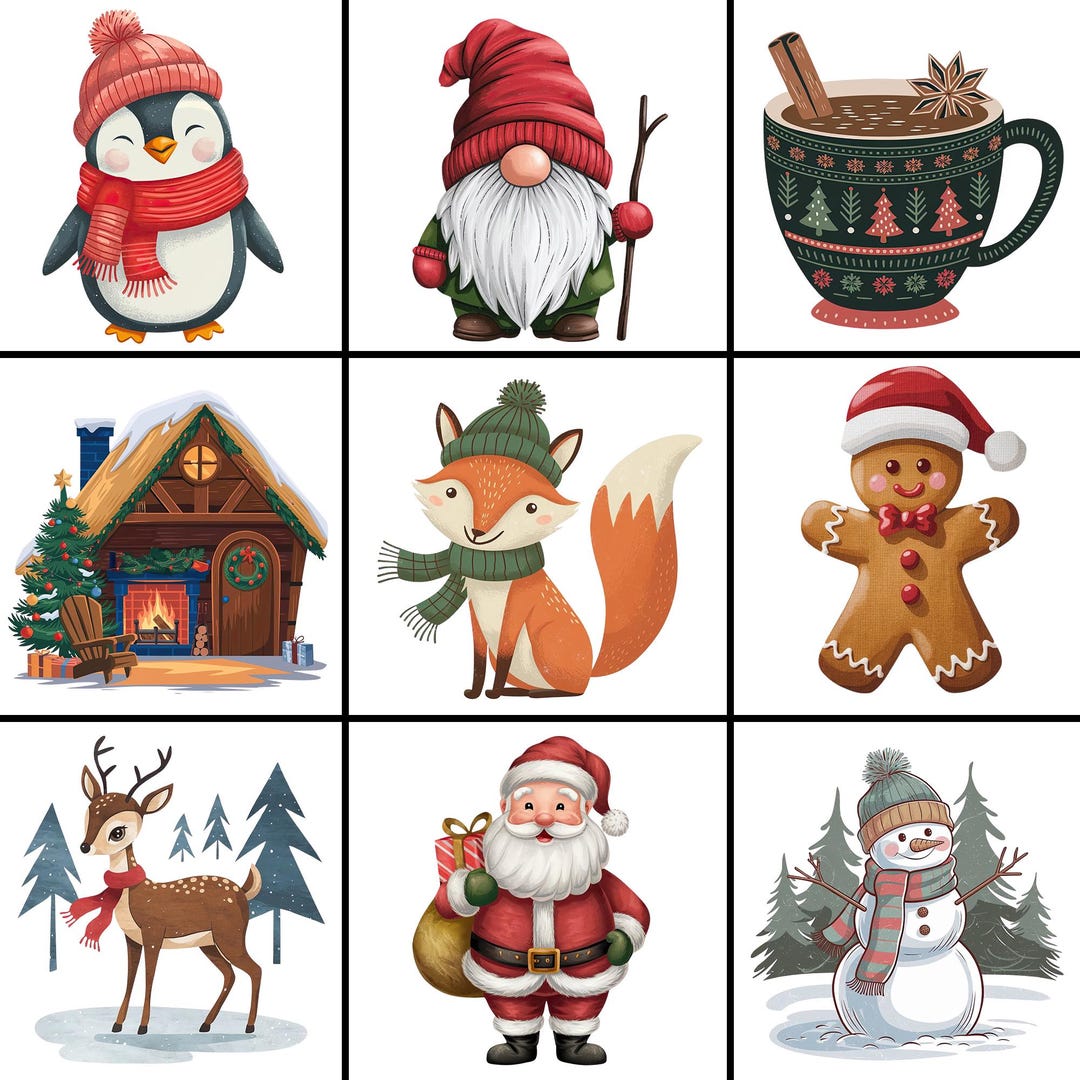 Cute Christmas Clipart Set, Commercial Use, Holiday Clipart, Holiday ...