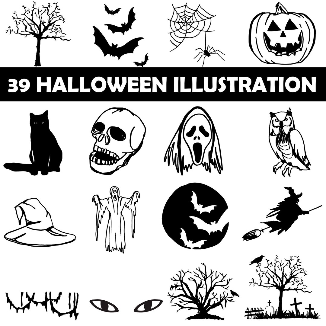 Halloween Doodles PNG Files, Hand Drawn Halloween Doodles, Sarcastic ...