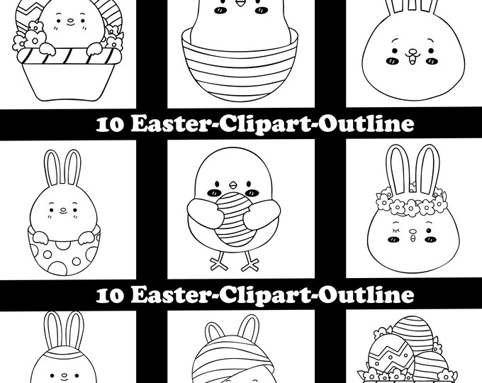 Kawaii Easter Colorful PNG Bundle - Etsy Canada