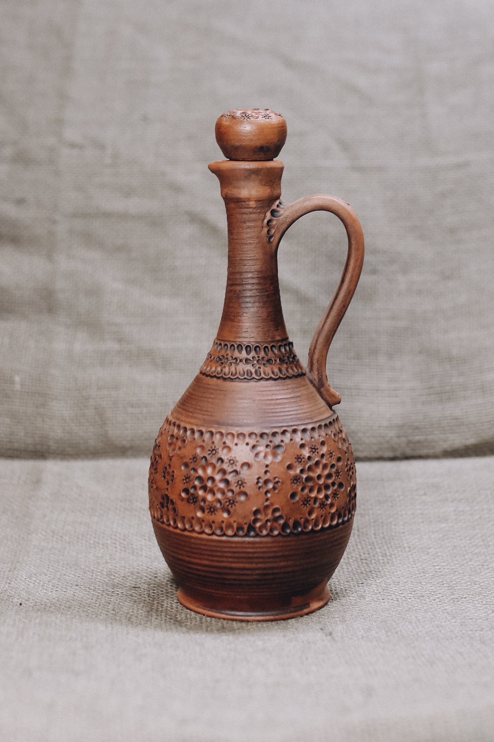 Handmade Ceramic Bottle for Oil Wine Vinegar in Rustic Folk - Etsy