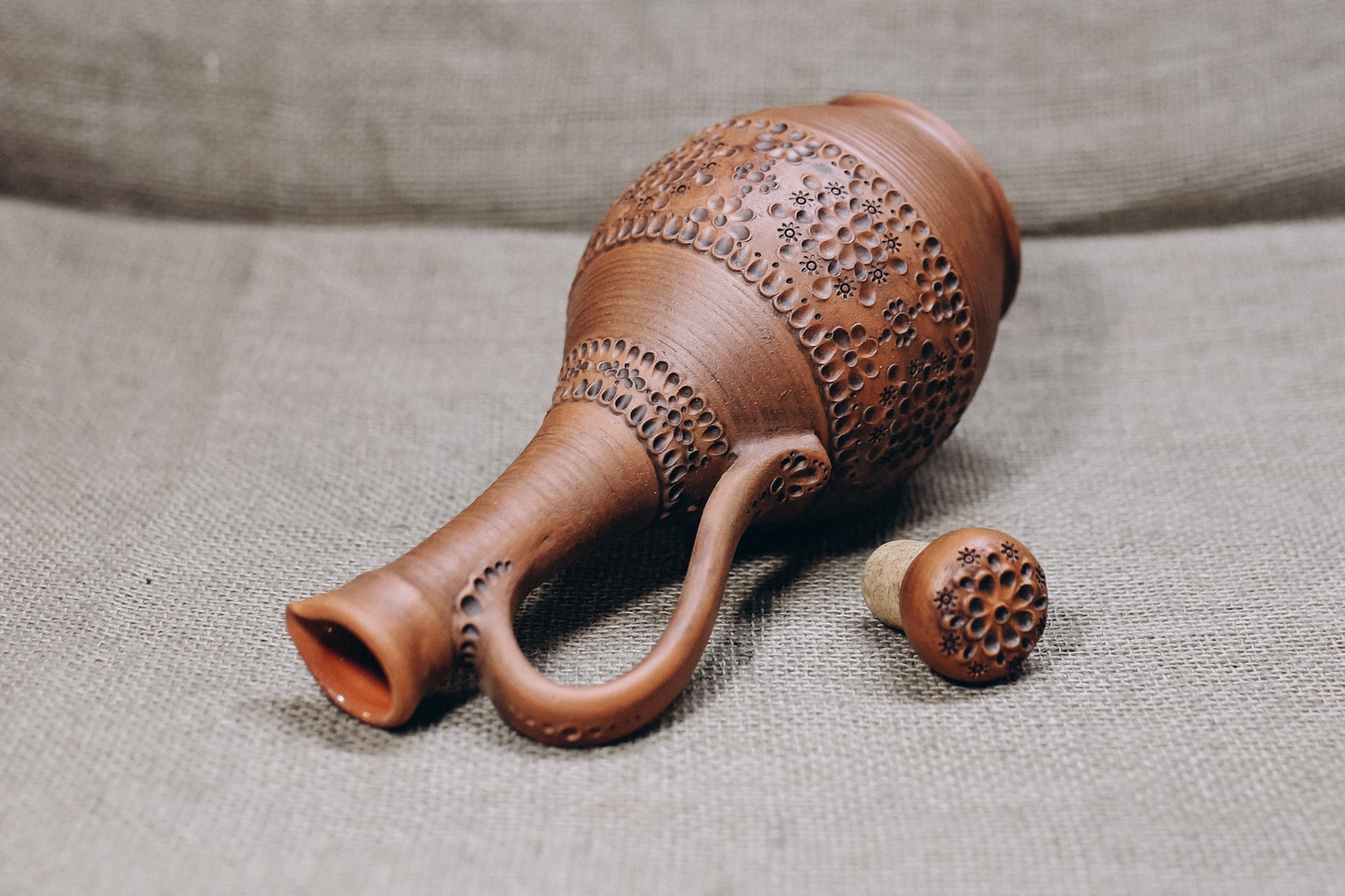 Handmade Ceramic Bottle for Oil Wine Vinegar in Rustic Folk - Etsy