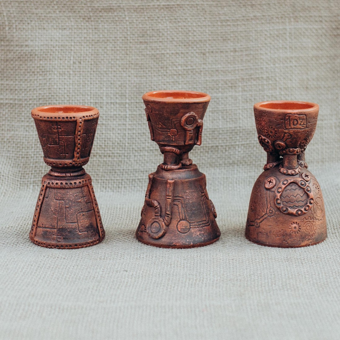 Minimalist Ceramic Double Jigger – Rustic Handmade Shot Cups – Natural ...