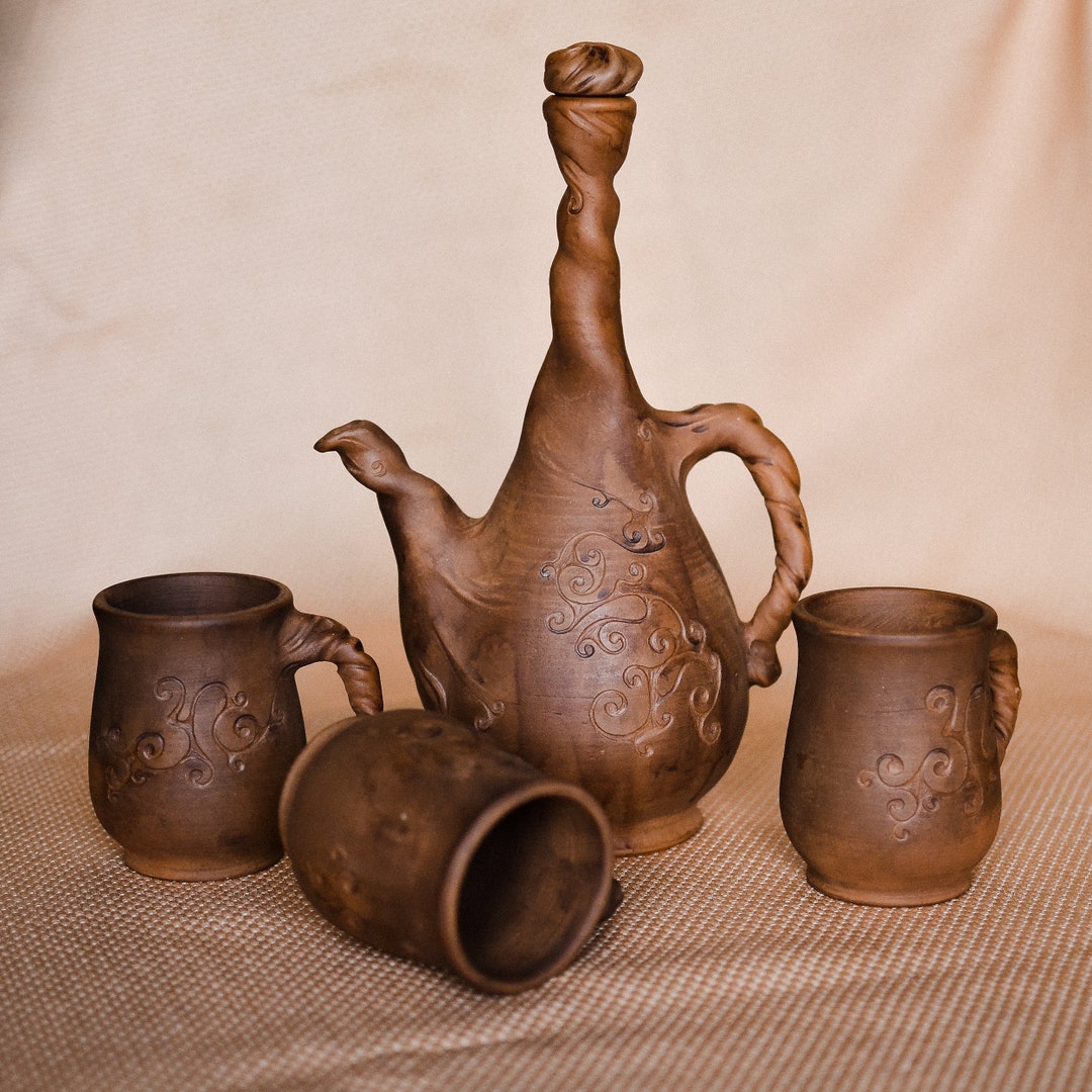 Ceramic Wine Set With Jug. Unique Gift! Handmade Ceramic Drinking Set ...
