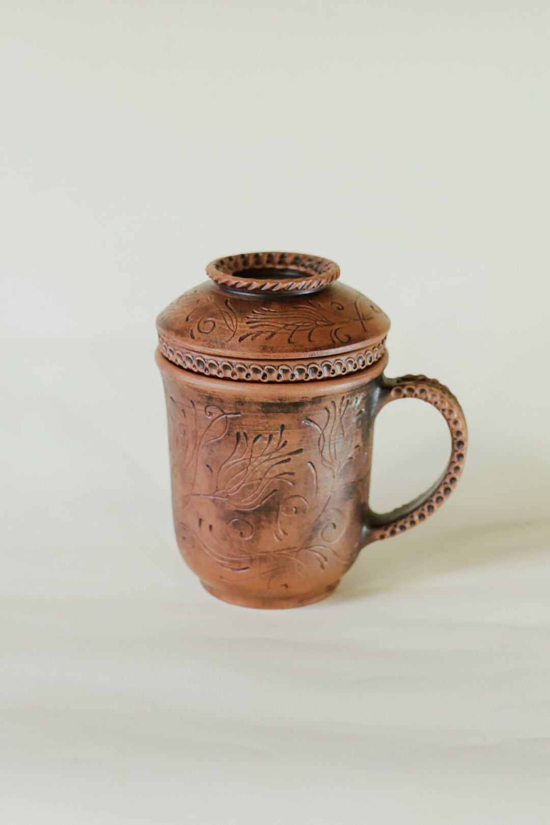 Handmade Ceramic Tea Mug With Infuser: Folk Floral Cup - Etsy
