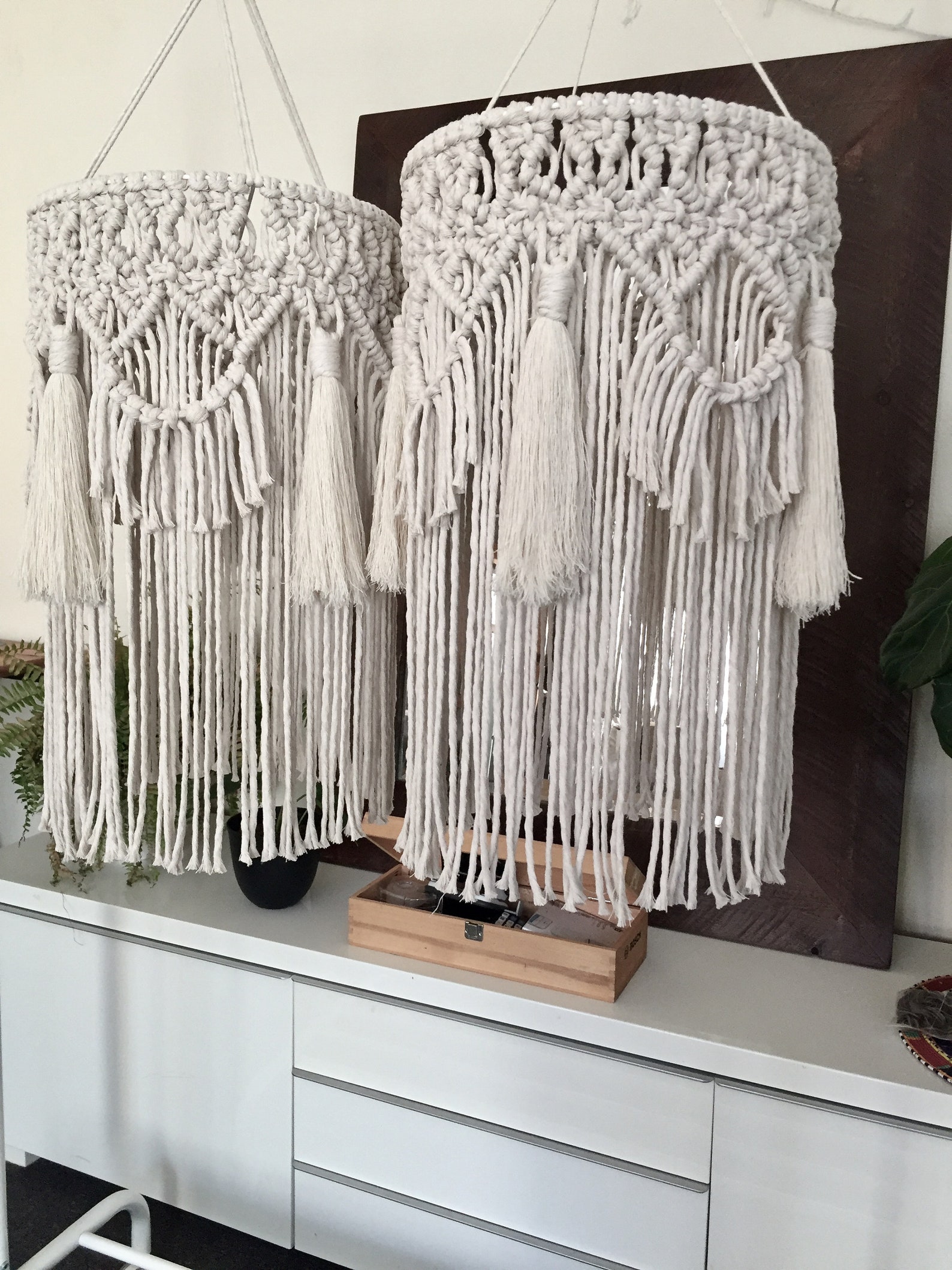 2x Matching Macrame Lantern Mobile Light Shade Boho - Etsy