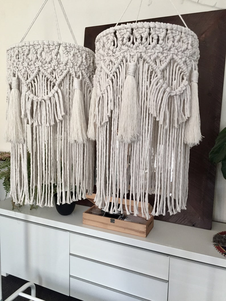 2x Matching Macrame Lantern Mobile Light Shade Boho - Etsy