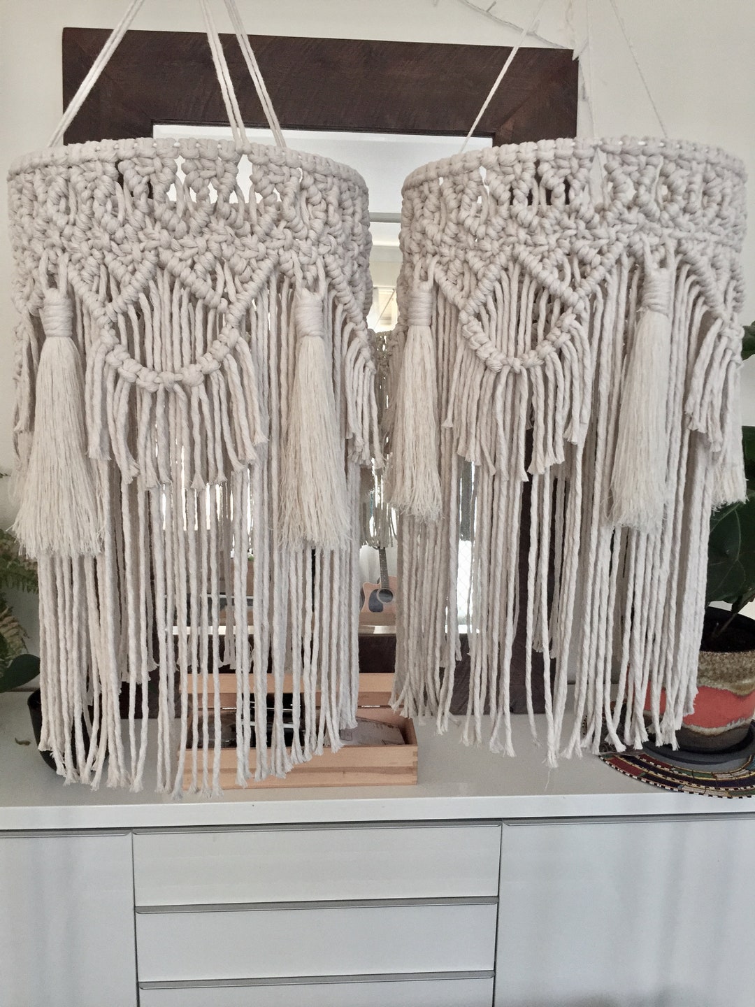 2x Matching Macrame Lantern Mobile Light Shade Boho - Etsy