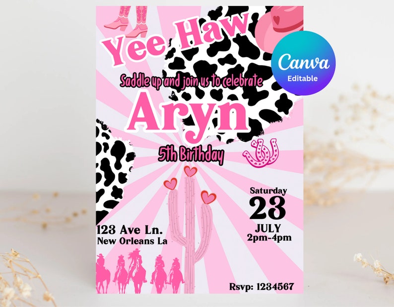 Cowgirl Birthday Invitation Rodeo Birthday Western First Rodeo Glam ...