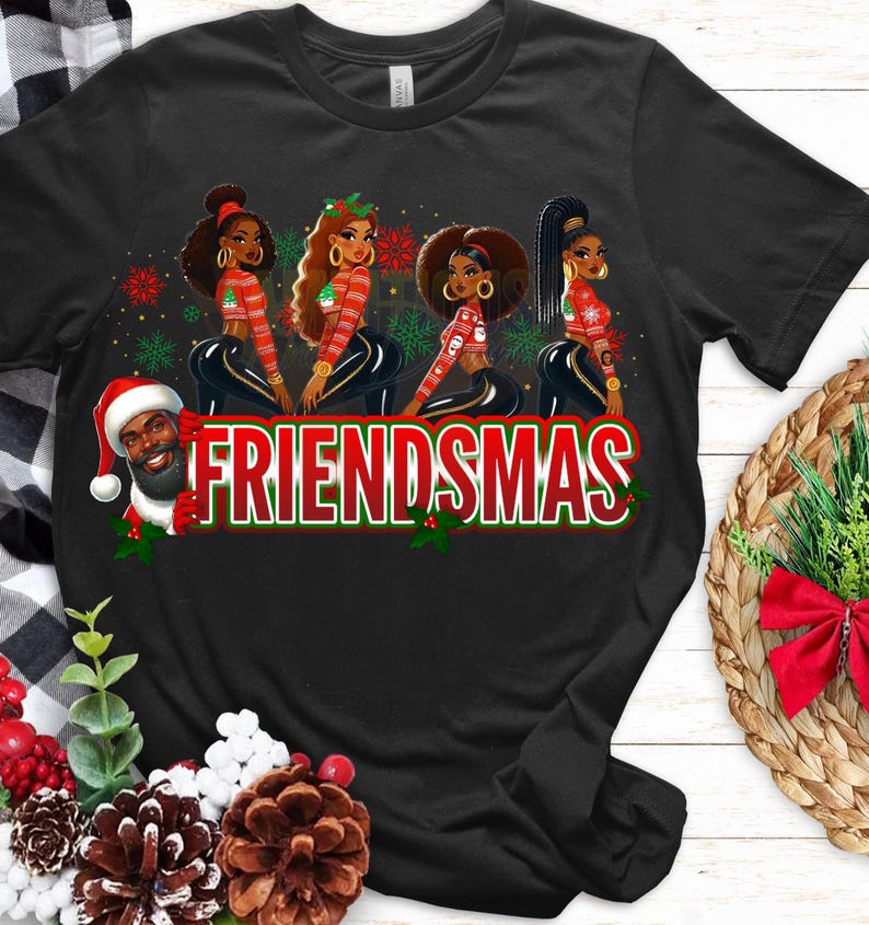 Friendsmas Png File| Black Girl Friendsmas | Christmas Png | Friendsmas ...