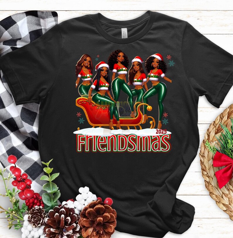 Friendsmas Png File| Black Girl Friendsmas | Christmas Png | Friendsmas ...