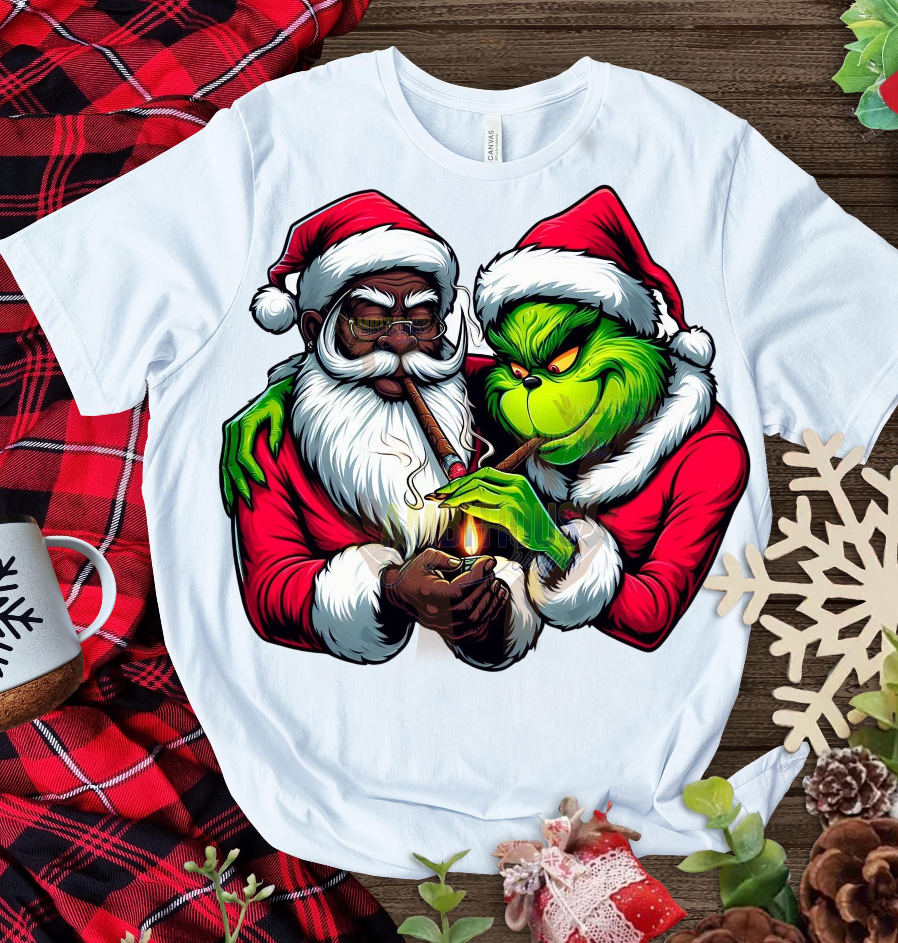 Black Smoking Santa and Grinch Png | Smoking Santa Png| Smoking Grinch ...