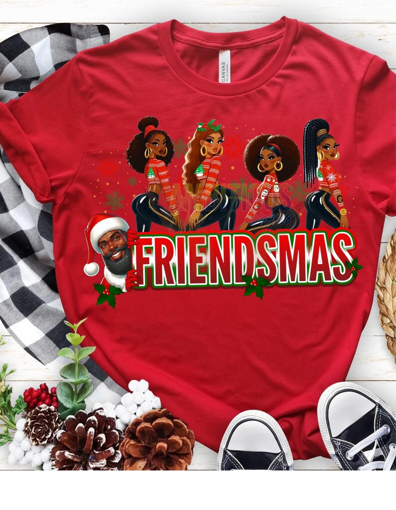 Friendsmas Png File| Black Girl Friendsmas | Christmas Png | Friendsmas ...