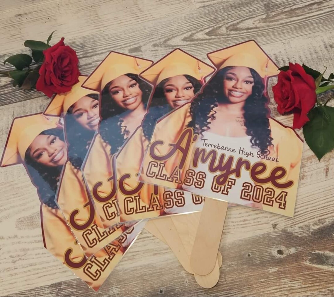 Custom Graduation Fan, Stick Fans , Face Fans - Etsy