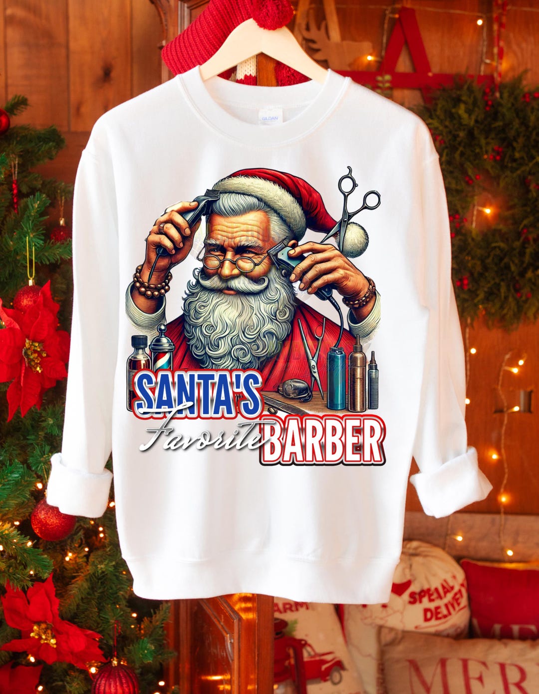 Santas Favorite Barber Png| Barber Christmas Png| Santa's Favorite| - Etsy