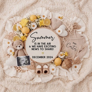 Summer Digital Pregnancy Announcement, Baby Announcement, Baby Reveal ...