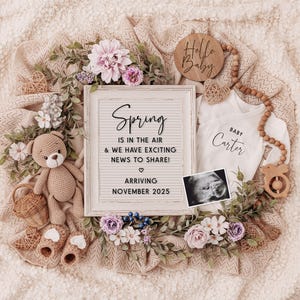 Spring Pregnancy Announcement Digital, Baby Announcement, Editable ...