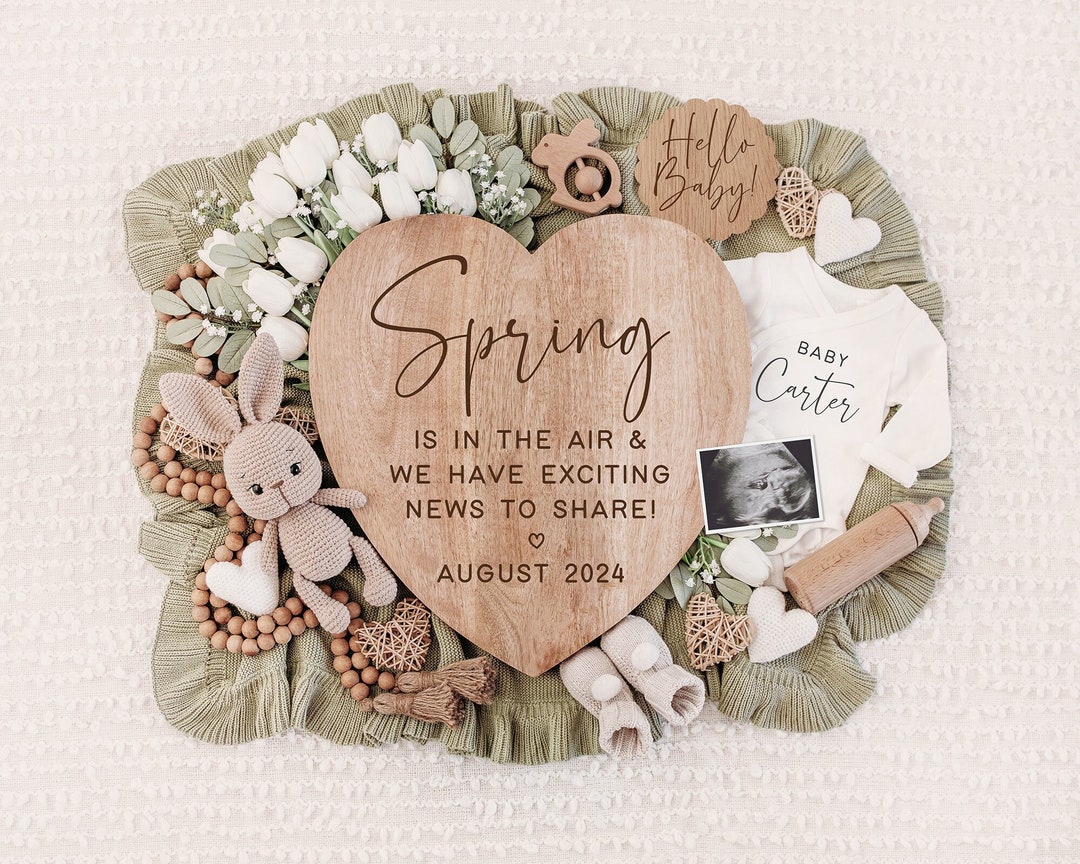Spring Pregnancy Announcement Digital, Baby Announcement, Editable ...