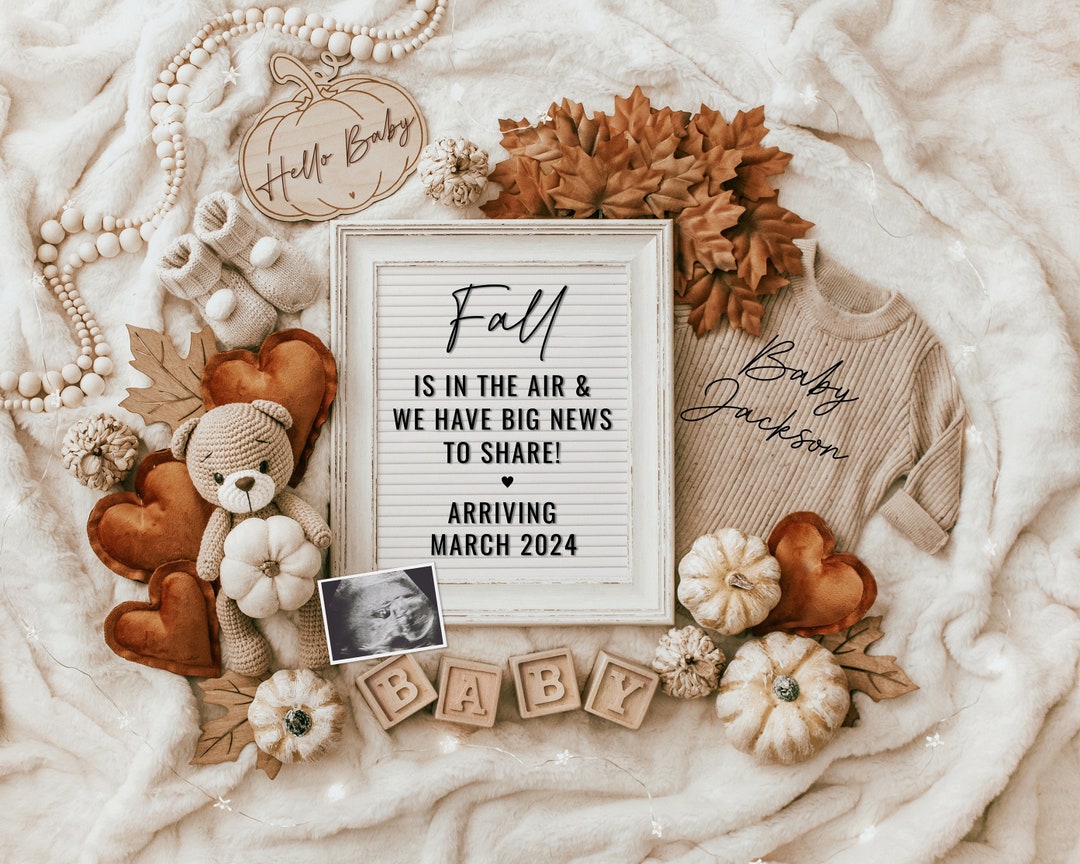 Fall Pregnancy Announcement Digital, Baby Announcement, Social Media ...