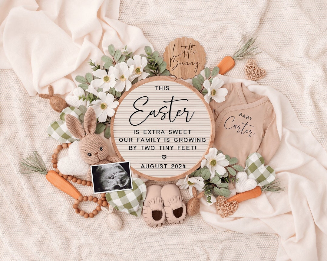 Easter Pregnancy Announcement Digital, Easter Baby Announcement, Baby ...