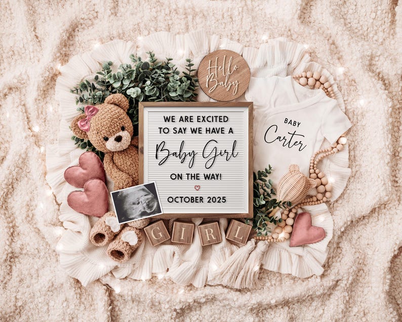 Girl Pregnancy Announcement Digital, Baby Announcement, Social Media ...