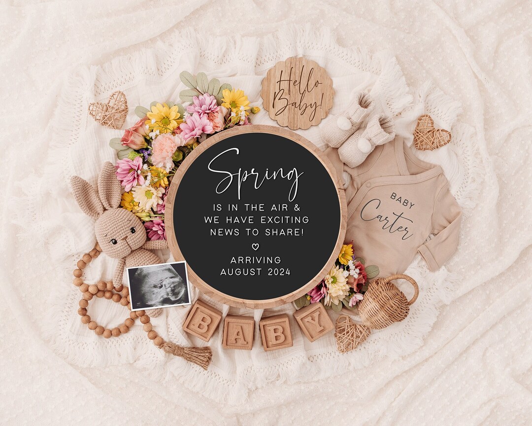 Spring Pregnancy Announcement Digital, Spring Baby Announcement, Baby ...