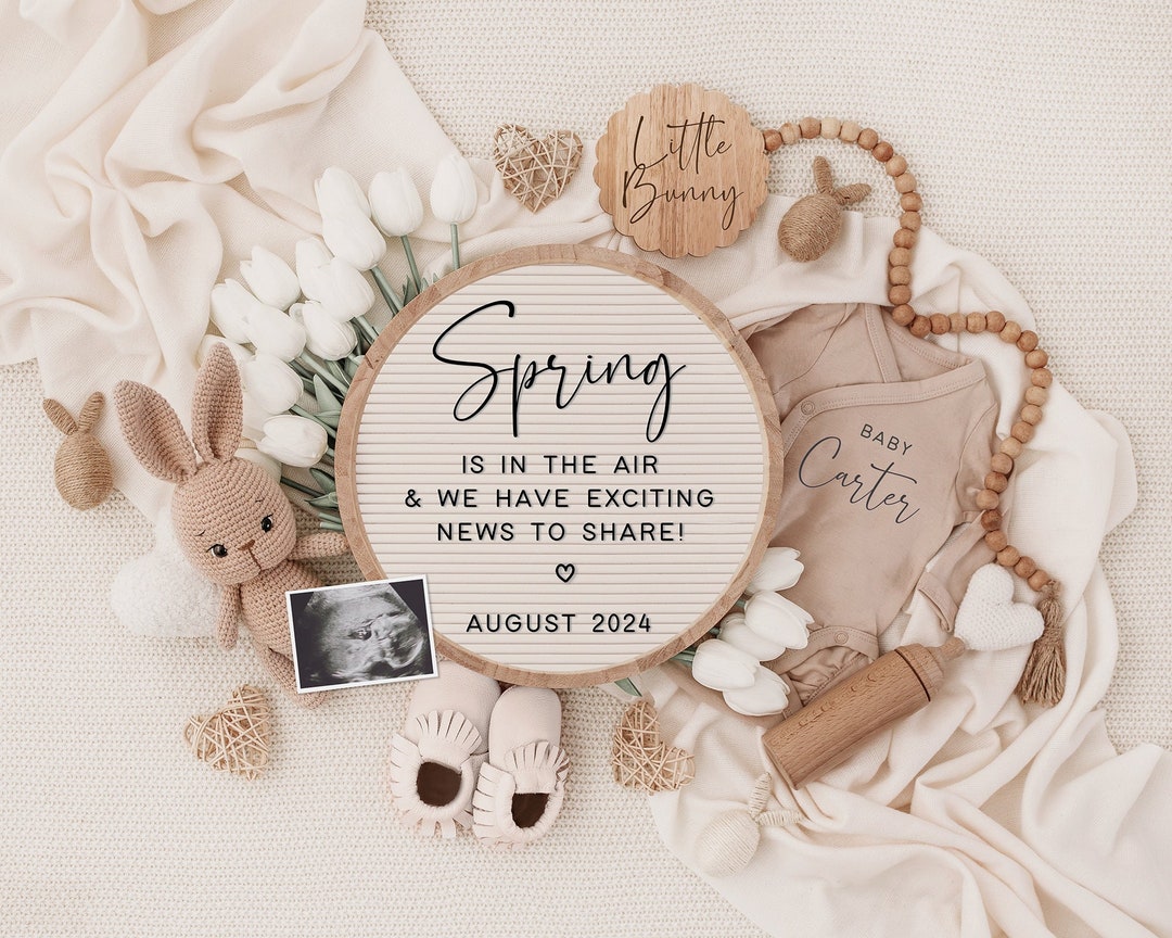 Spring Pregnancy Announcement: Editable Social Media Reveal (digital ...