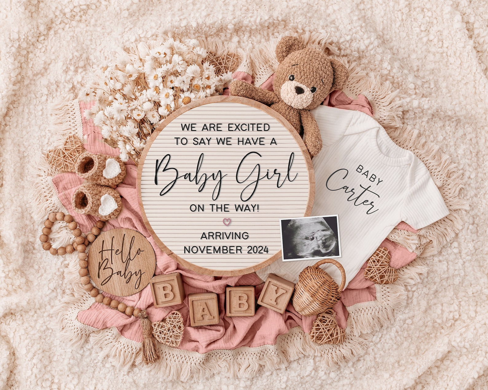 Girl Pregnancy Announcement: Spring Baby Reveal (digital) - Etsy