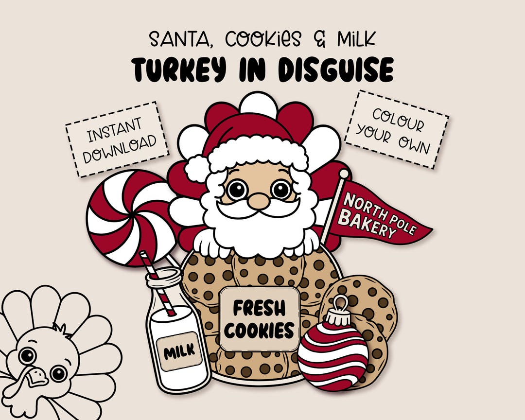 Santa Printable Turkey Disguise, Thanksgiving & Christmas Kids Activity ...