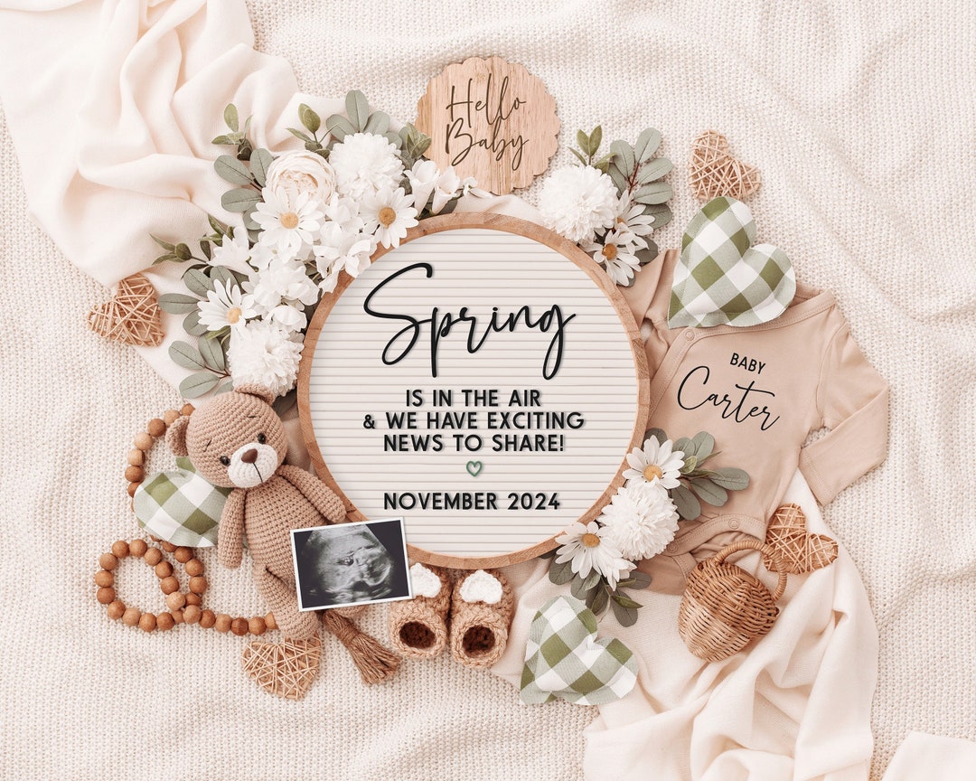 Spring Pregnancy Announcement Digital, Spring Baby Announcement, Baby ...