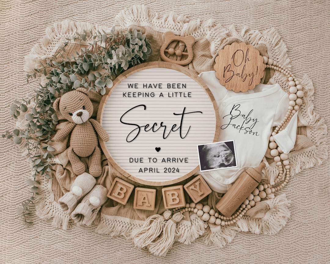 Pregnancy Announcement Digital, Baby Announcement, Editable Template ...