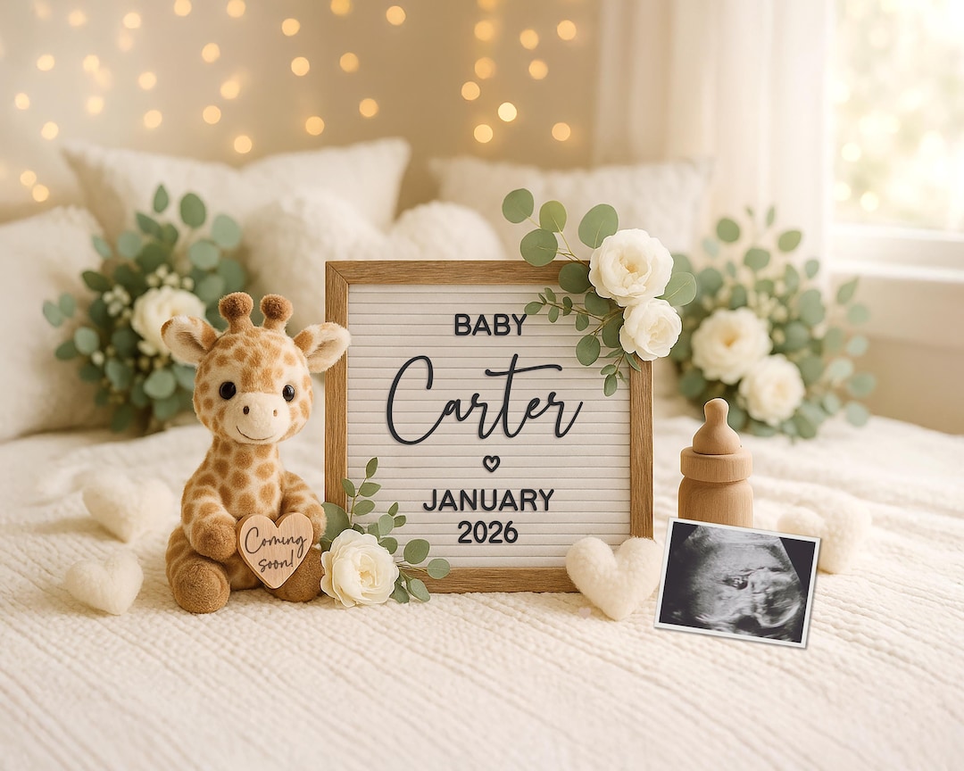 Giraffe Digital Pregnancy Announcement, Social Media Reveal, Editable ...