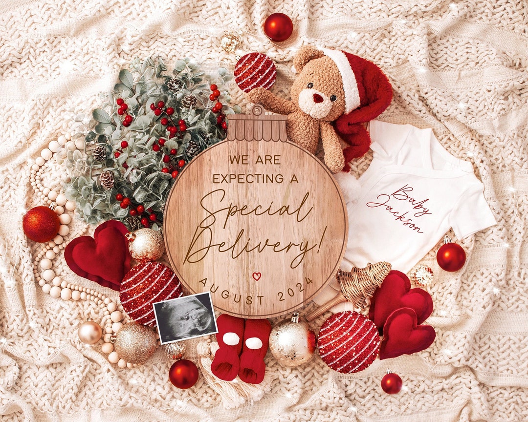 Christmas Pregnancy Announcement Digital, Baby Announcement, Editable ...