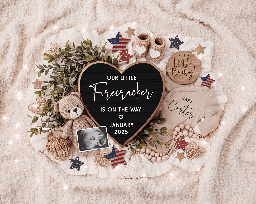 Fourth of July Pregnancy Announcement: Firecracker Baby Reveal (digital ...