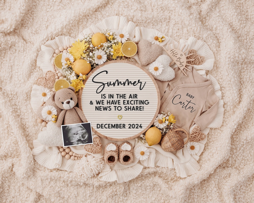 Summer Digital Pregnancy Announcement, Baby Announcement, Baby Reveal ...