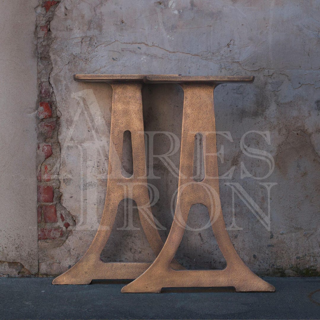 Bronze Plated Cast Iron Flume Table Legs | Dining Table Legs | Set of 2 ...
