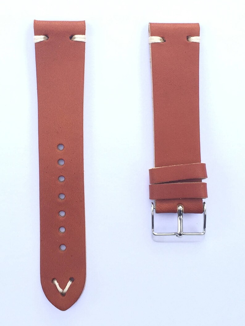 Handmade Vintage Tan Leather Watch Strap Hand Sewn With | Etsy