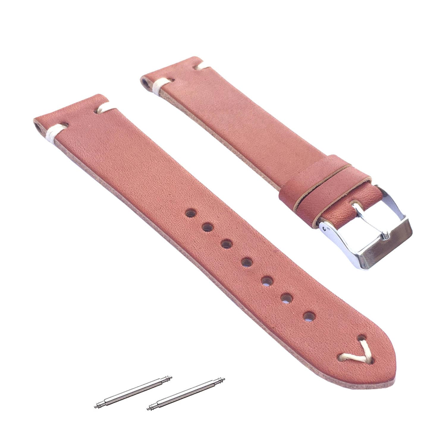 Handmade Vintage Tan Leather Watch Strap Hand Sewn With Contrast ...