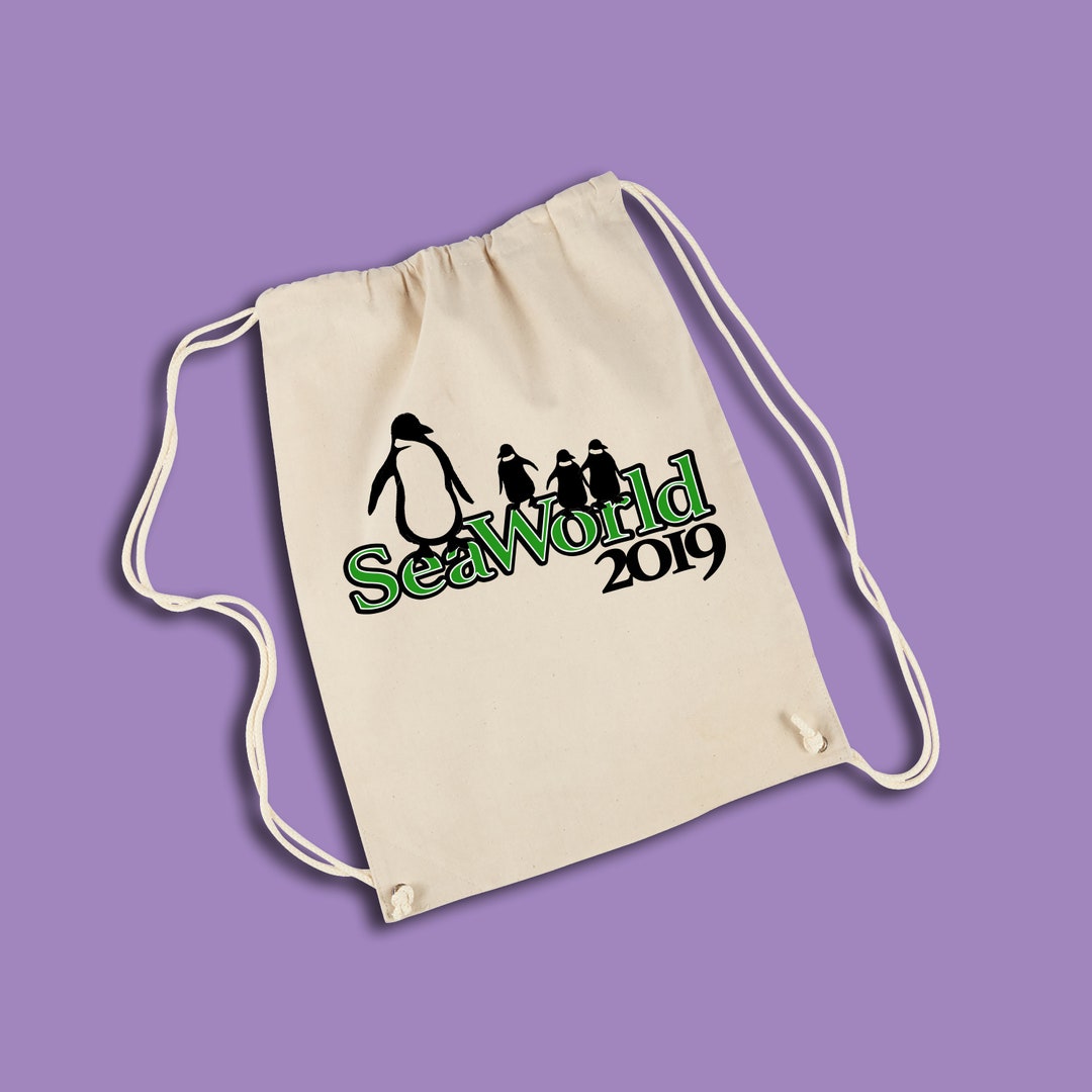 Seaworld Penguin Drawstring Bag: Vinyl Design Vacation Backpack - Etsy