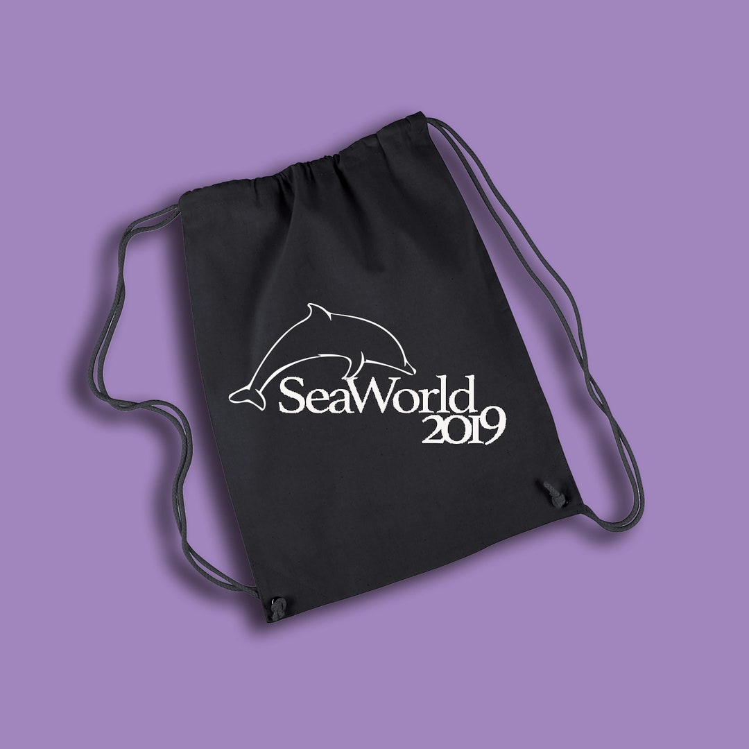 Seaworld Dolphin Drawstring Bag: Vinyl Theme Park Backpack - Etsy