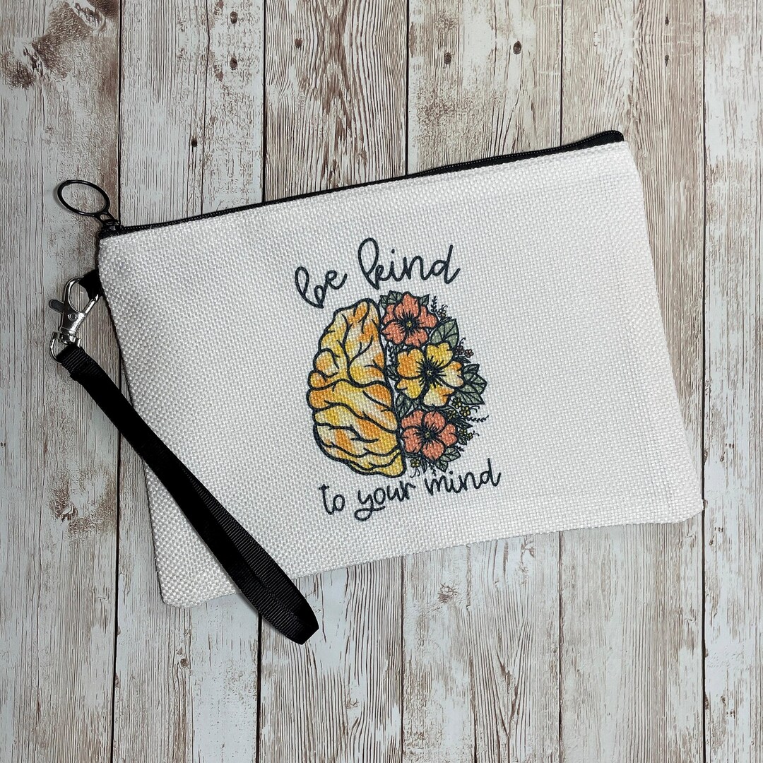 Mental Health Awareness Zipper Pouch: Floral Brain Design - Etsy
