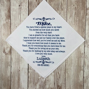 Step-father of the Bride Gift, Customized Wedding Day Handkerchief ...