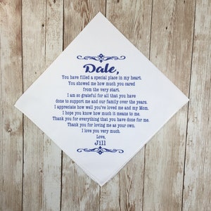 Step-father of the Bride Gift, Customized Wedding Day Handkerchief ...