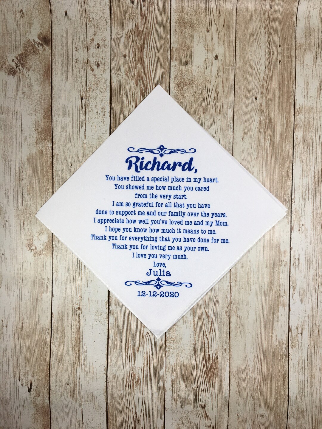 Step-father of the Bride Gift, Customized Wedding Day Handkerchief ...